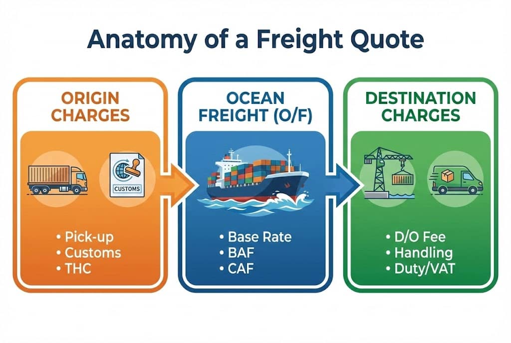 Freight Quotation Explained: O/F, THC & Doc Fees (2026 Guide)