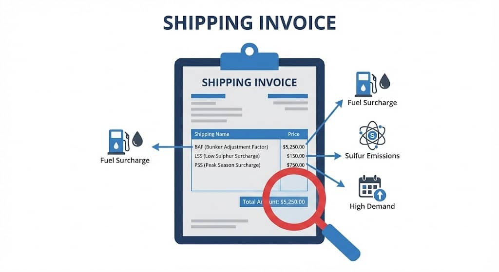 Ocean Freight Surcharges Explained: BAF, CAF, LSS, GRI (2026 List)